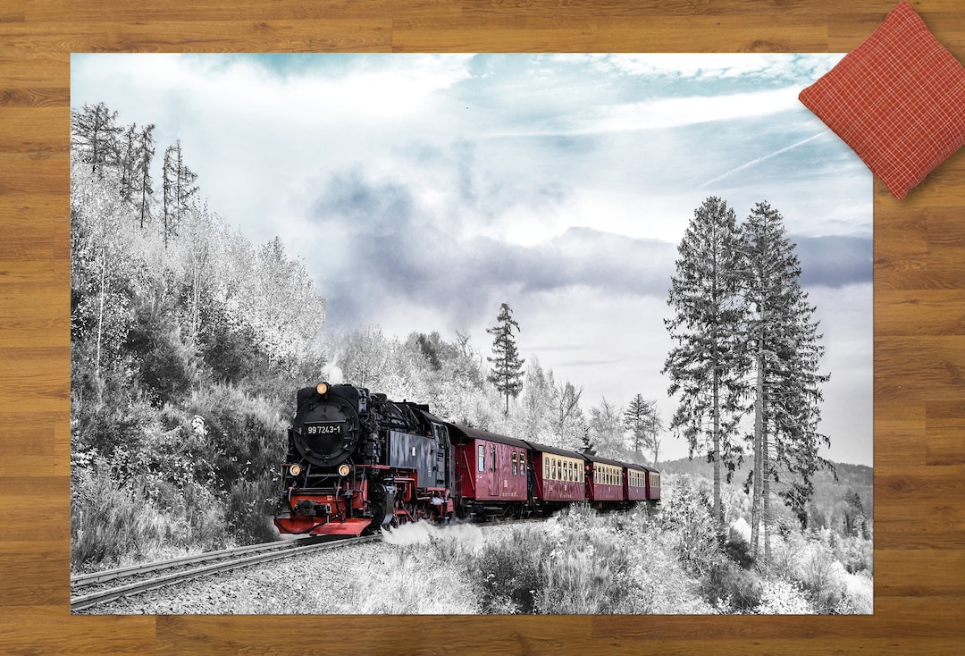 Train on Winter Day Rugs, Railroad Rug, Tree Rugs, Landscape Rug ...