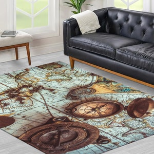 Antique World Map Rugs, Compass Rugs, Vintage World Map Rugs, Map Rugs ...