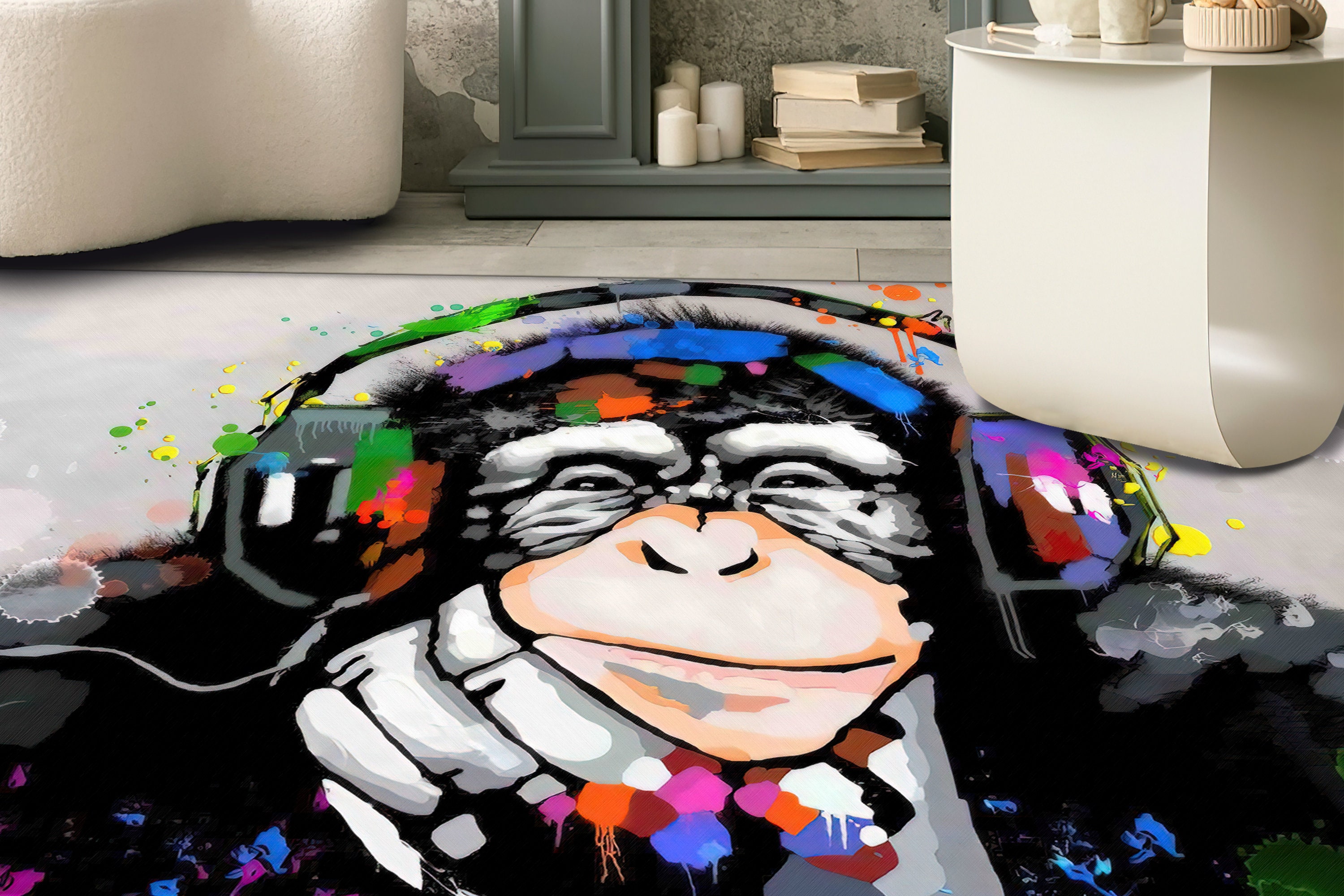 Thinking Monkey Rugs, Dj Monkey Rugs, Banksy Monkey Rugs, Animal Rug ...