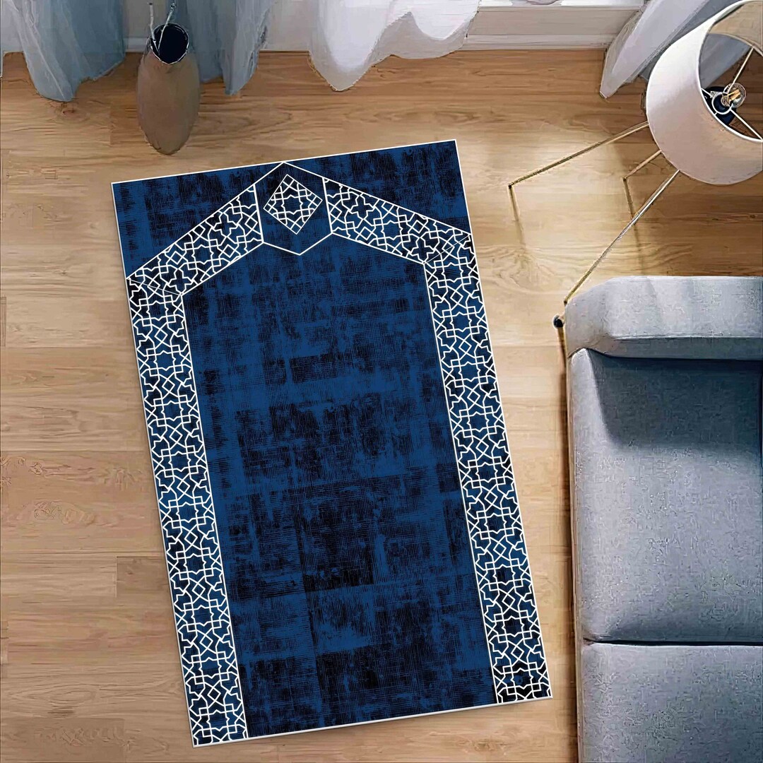 Navy Blue Prayer Rug, Prayer Rugs, Religious Rugs, Muslim Rug, Islamic ...