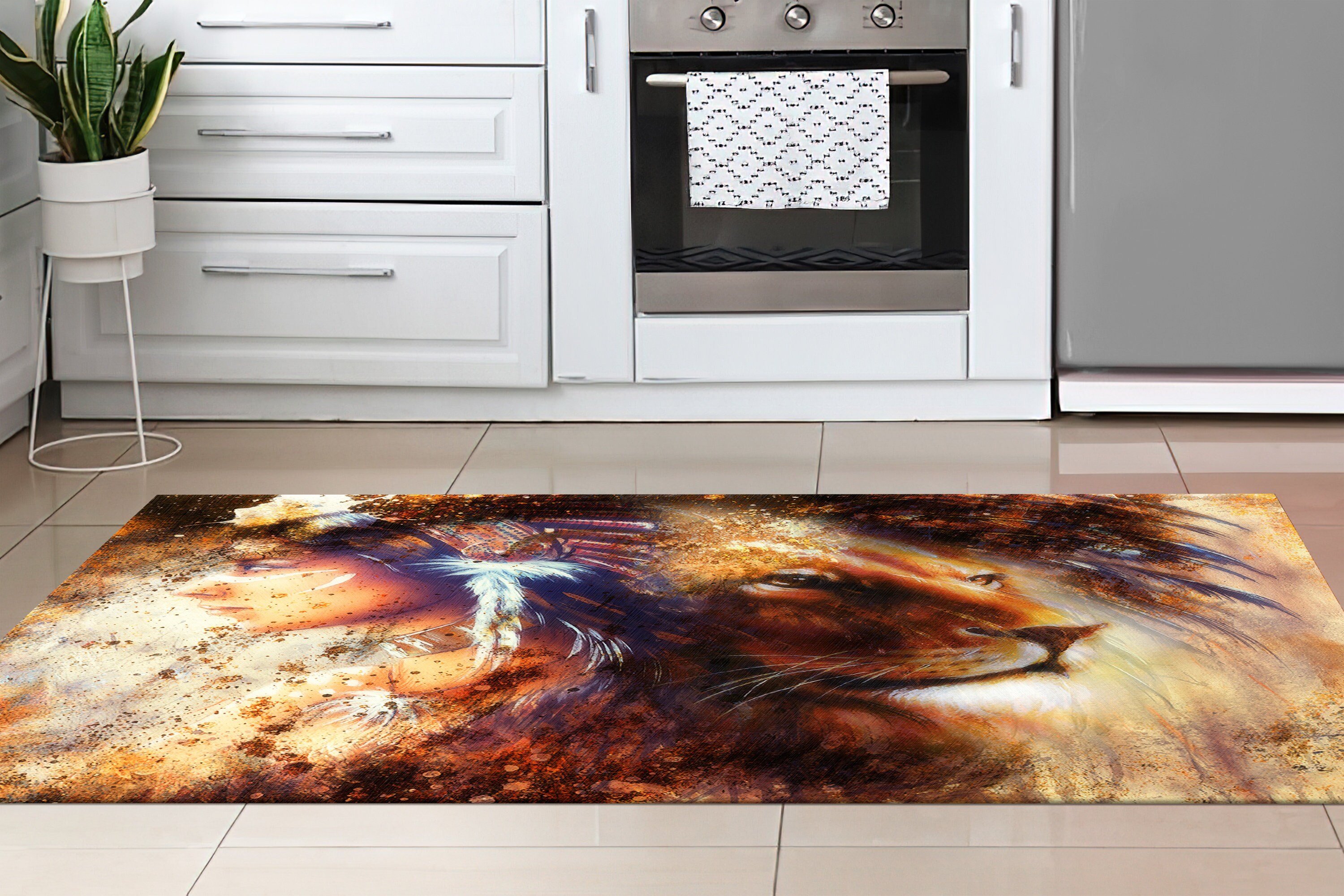 Indian Woman Rug Lion Portrait Rug Female Portrait Rug - Etsy