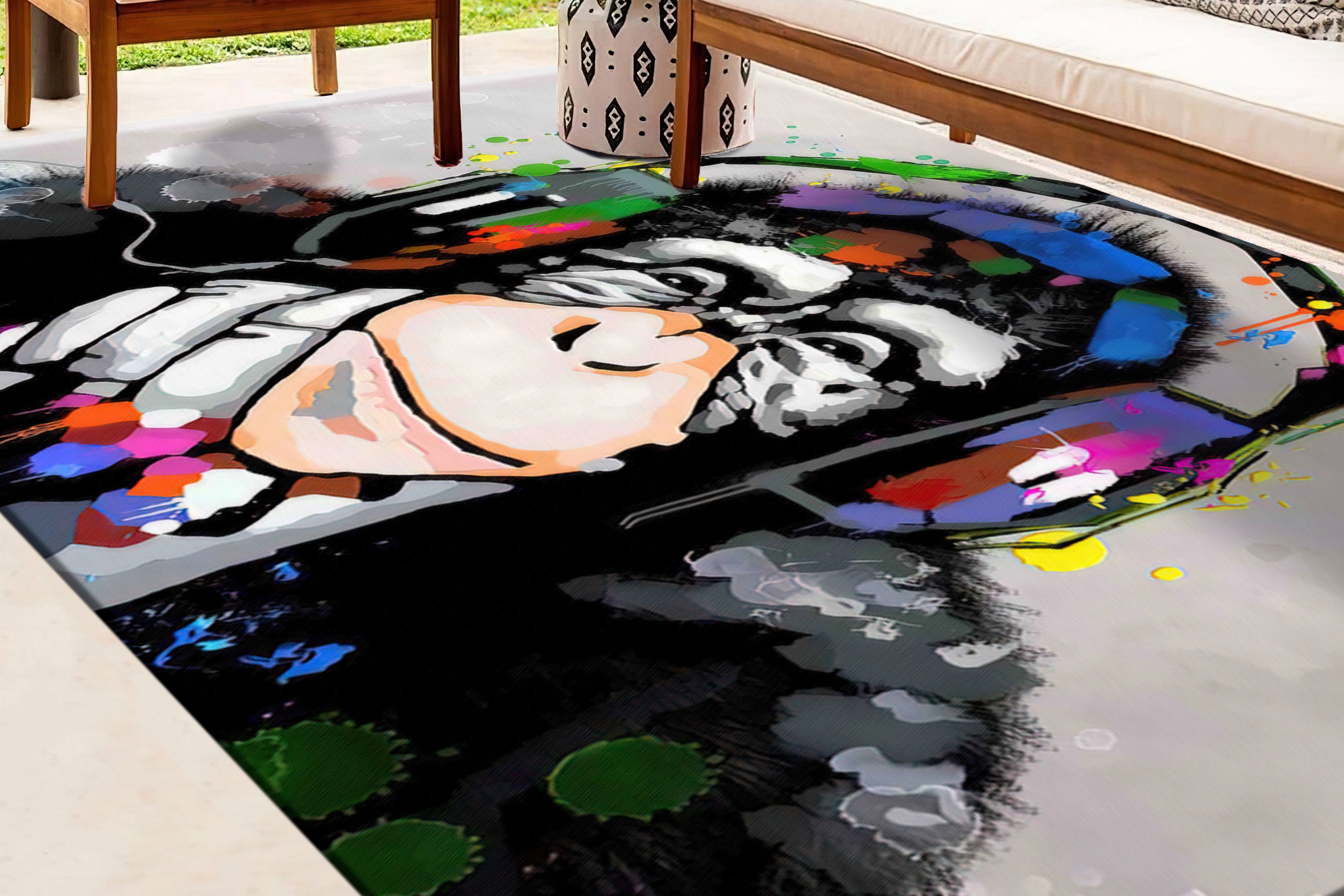 Thinking Monkey Rugs, Dj Monkey Rugs, Banksy Monkey Rugs, Animal Rug ...