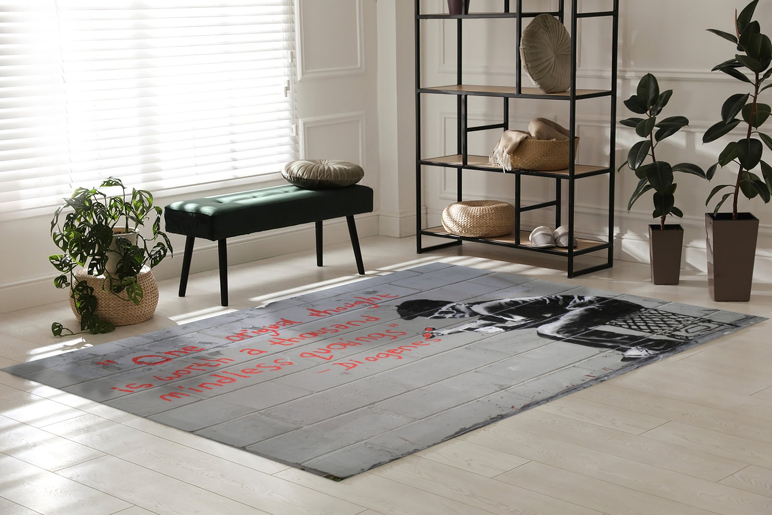 Banksy Original Thought Rug, Original Thought Rug, Graffiti Rug, Banksy ...