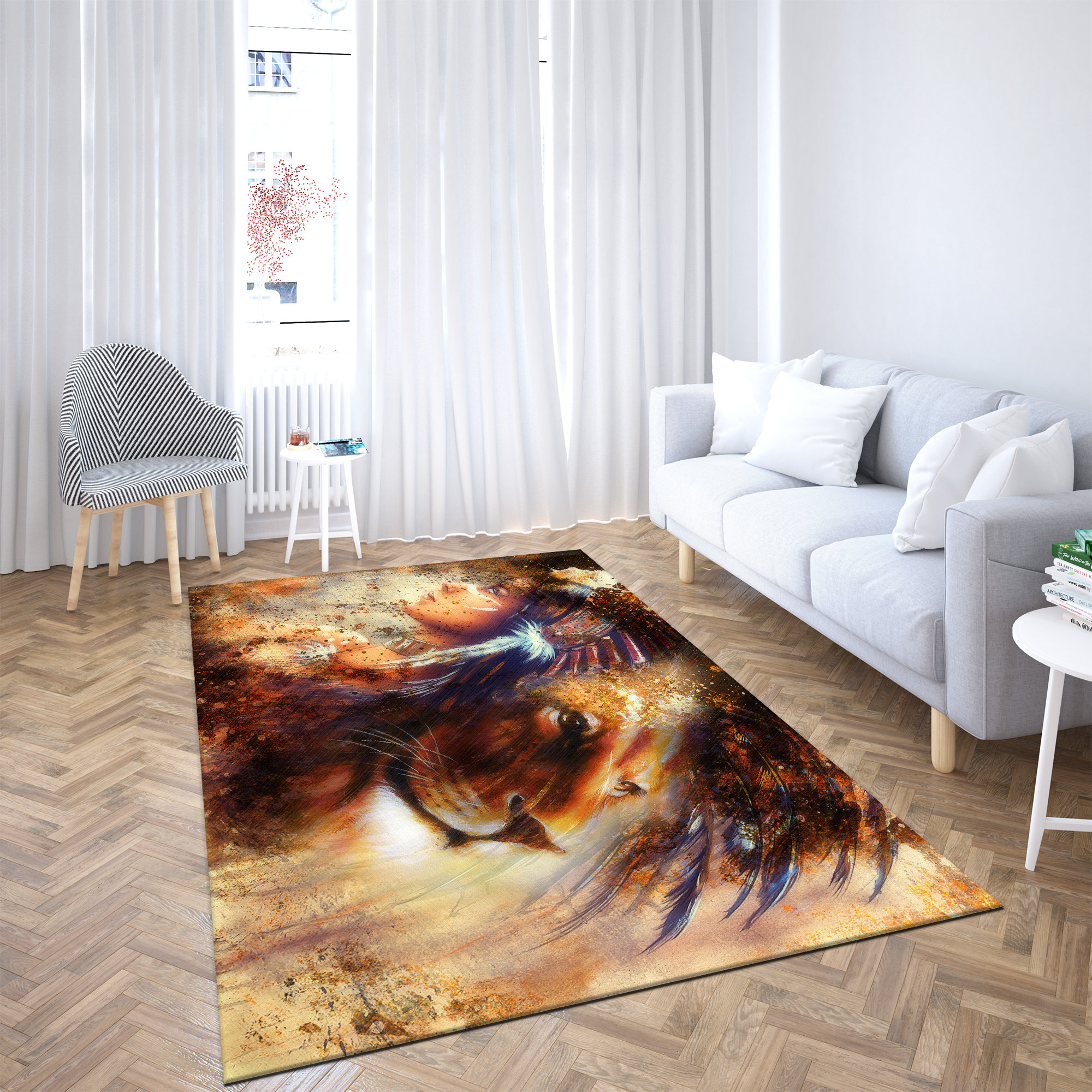 Indian Woman Rug Lion Portrait Rug Female Portrait Rug - Etsy