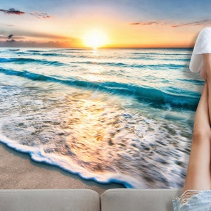 Sunset at the Ocean Rug, Sea View Rug, Beach View Rugs, Landscape Rugs ...