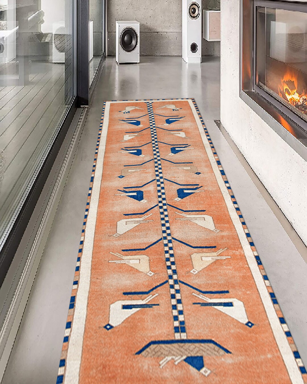 Bird Pattern Turkish Rug, Bird Rugs, Orange Rug, Bird Rug, Luxury Rugs ...