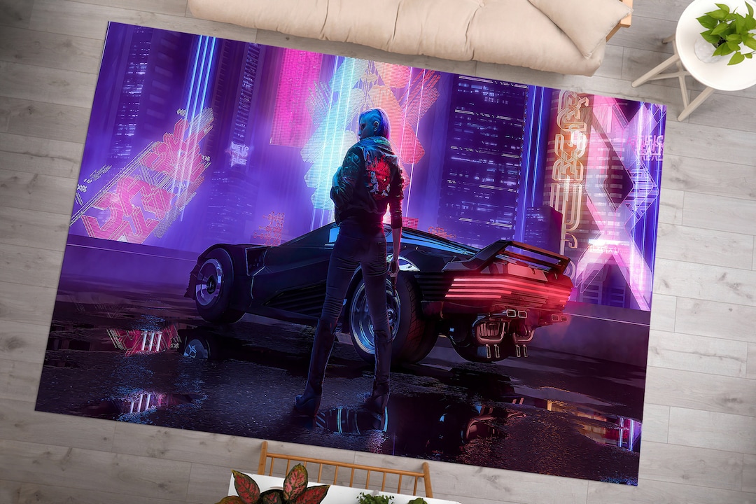 Cyberpunk Rugs, Game Room Rugs, Colorful Rugs, Modern Rugs, Easy to ...