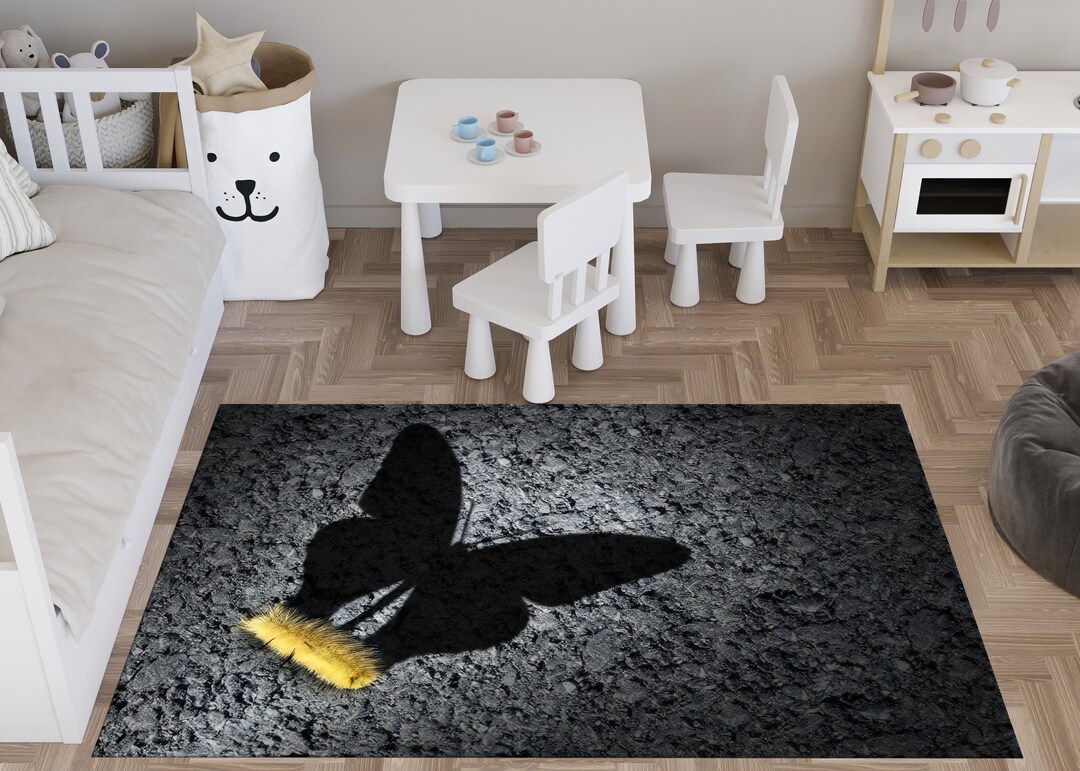Shadow of Butterfly With Caterpillar Rugs, Caterpillar Rugs, Butterfly ...
