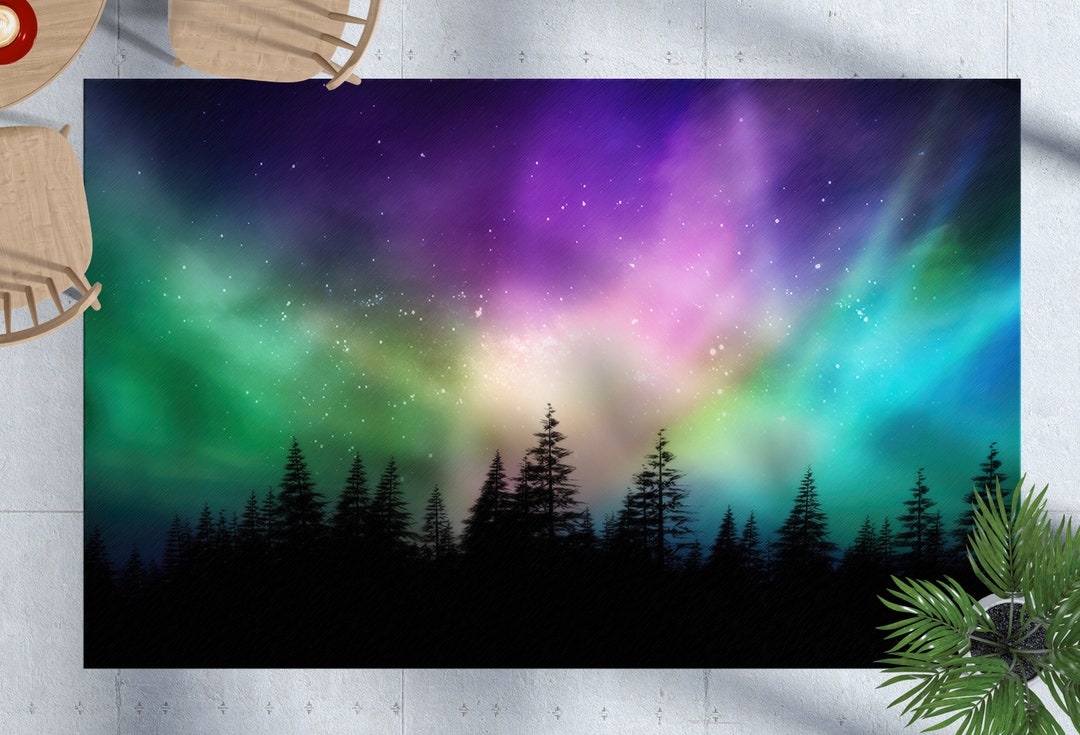 Aurora Borealis Landscape Rugs, Aurora Rugs, Colorful Sky Rugs ...