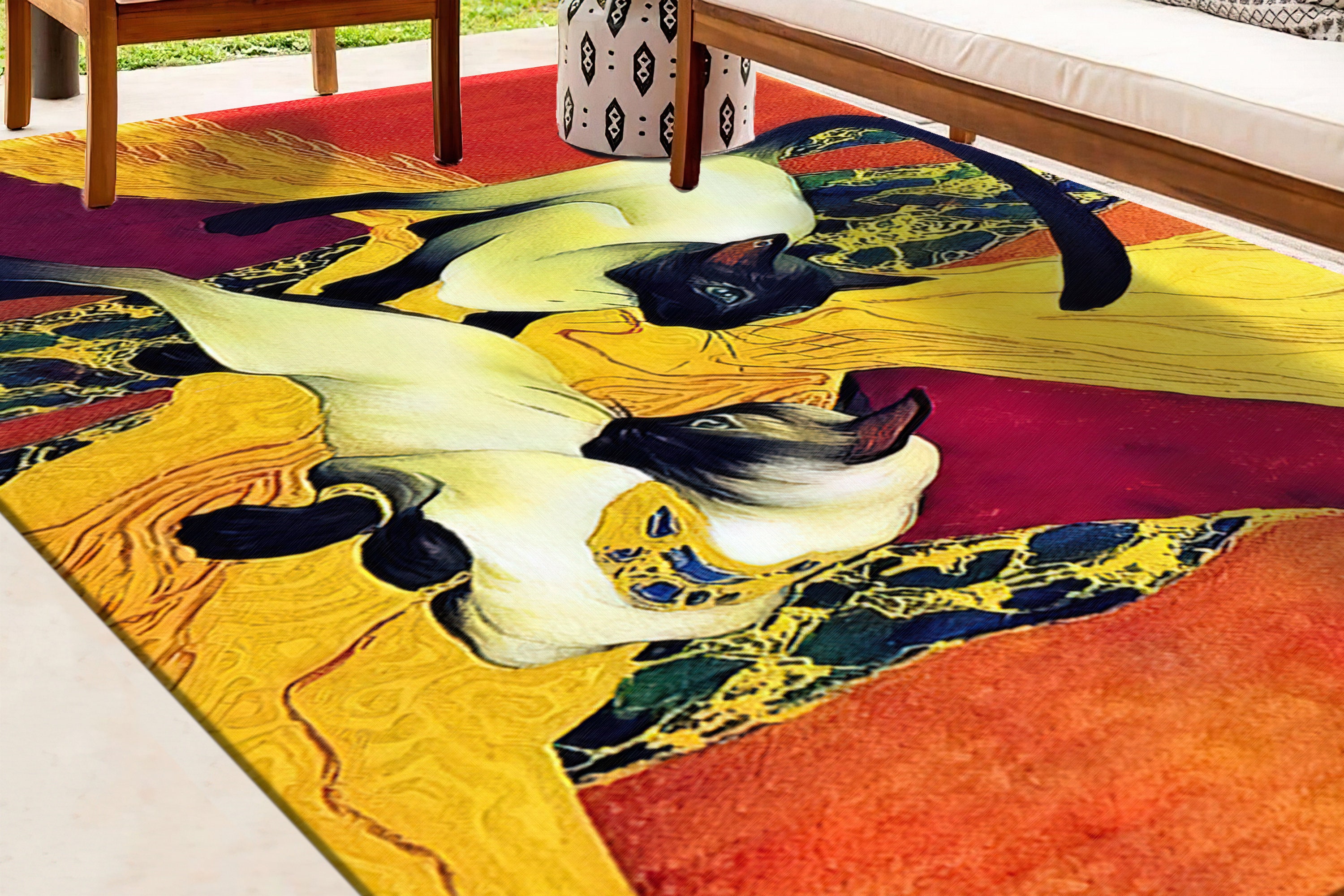 Siamese Cats Rug, Gustav Klimt Rug, Cat Lover Gift Rug, Famous Rugs ...