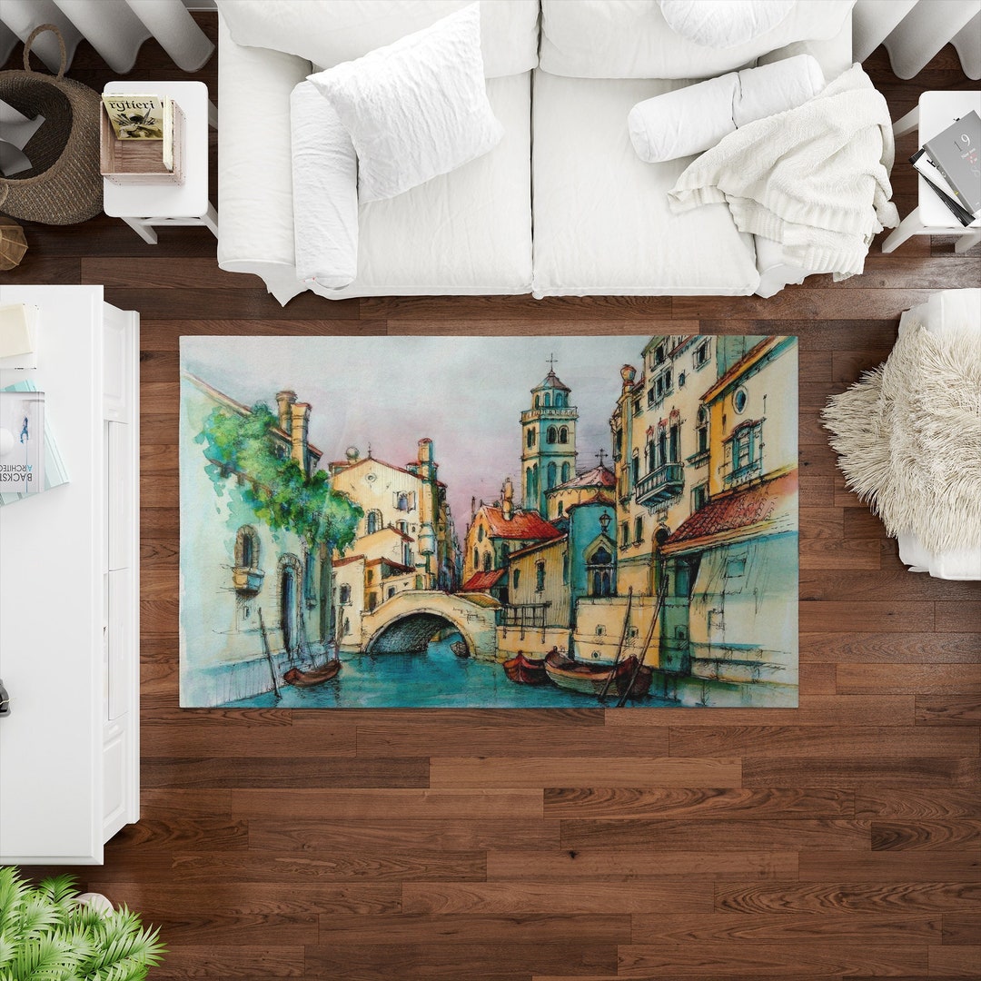 Italy Lover Gift Rugs, Old Venice Rugs, Boat Rugs, Landscape Rug ...