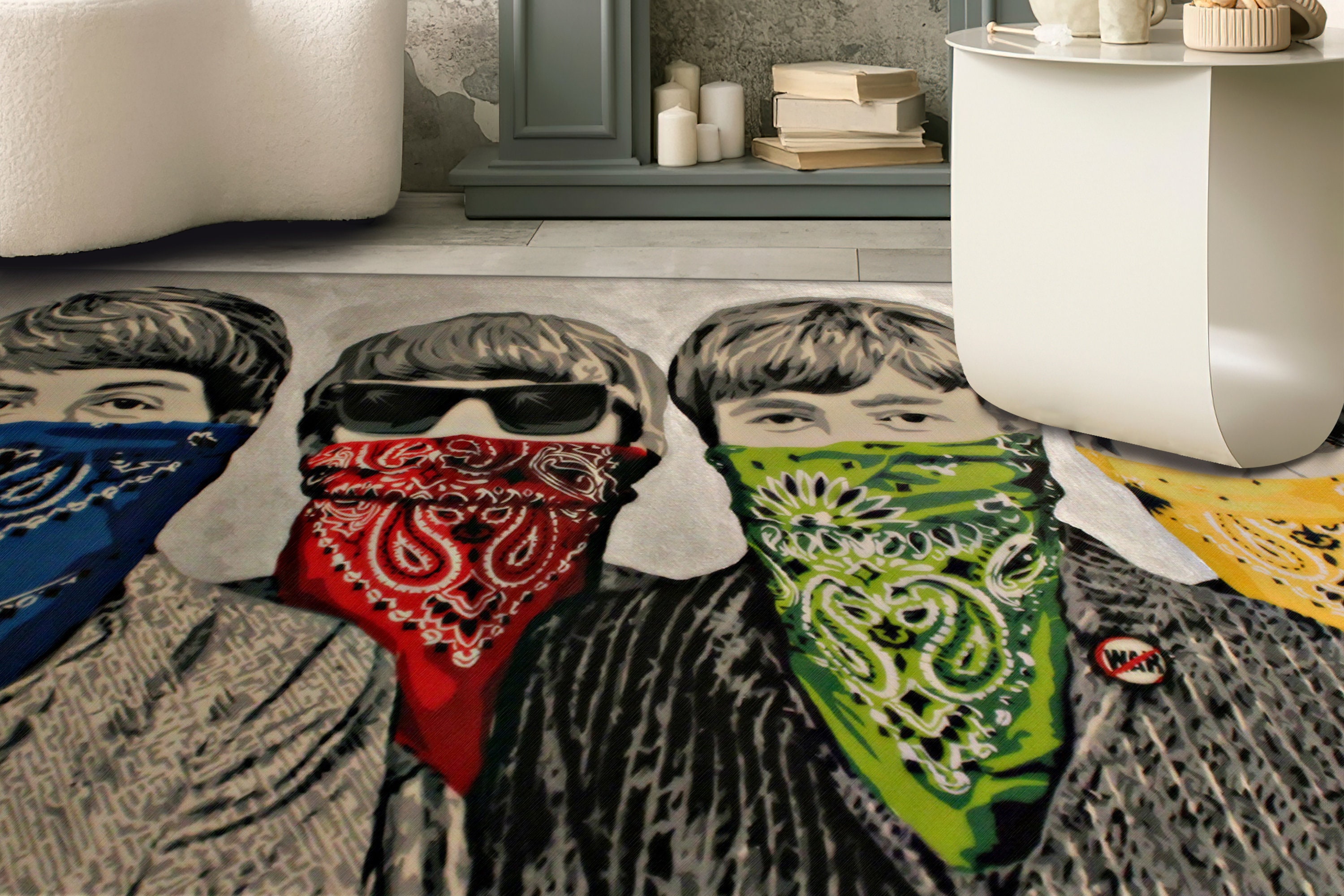 Banksy Beatles Rugs Rock and Roll Rugs Banksy Bandanas Rug - Etsy