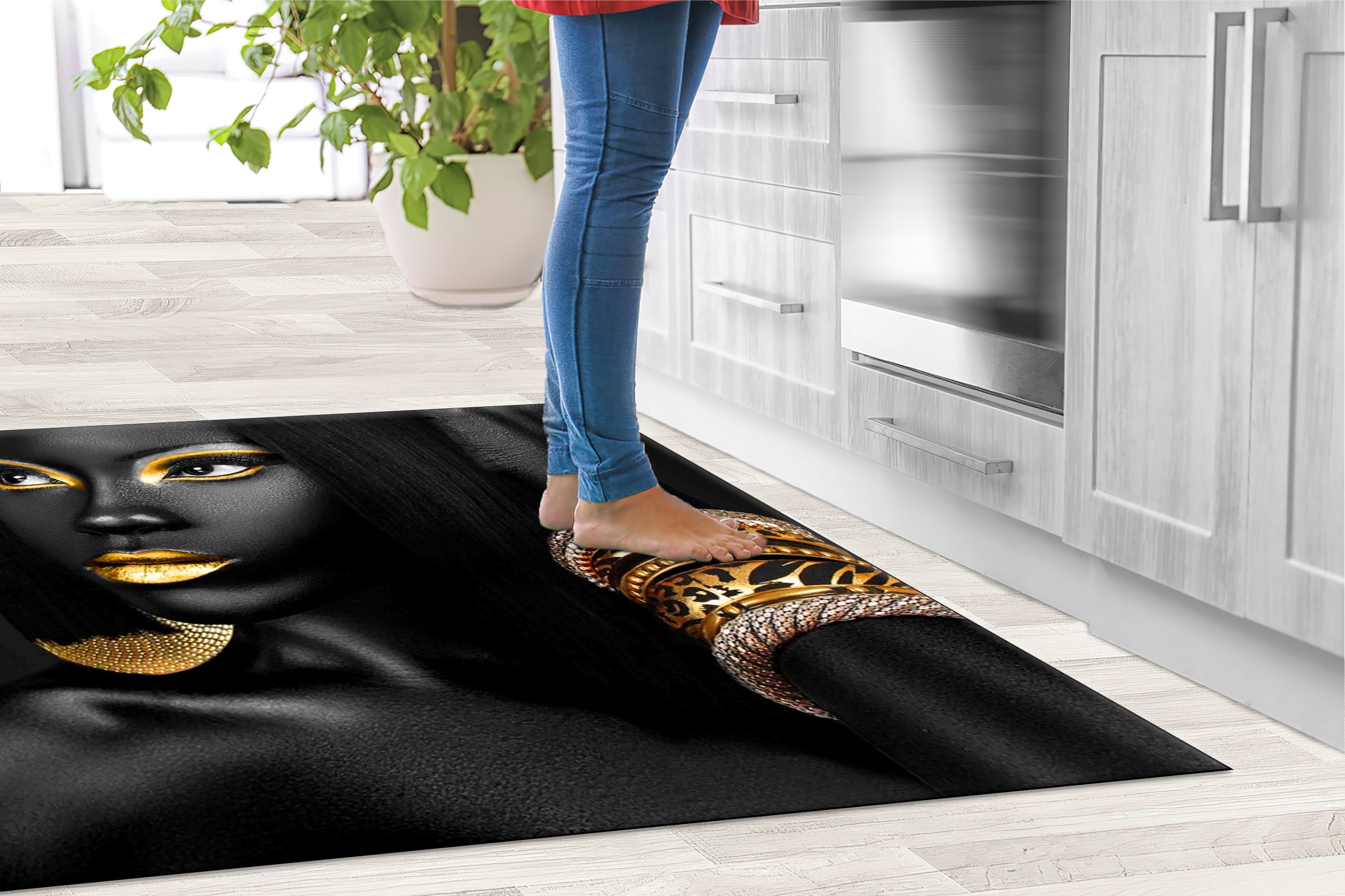 Black Woman With Gold Makeup Rugs, Girl Room Rugs, Black Woman Rug ...