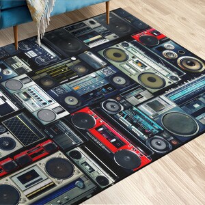 Boombox Rug, Retro Audio Cassette Rug, Cassette Rugs, Music Room Rugs ...