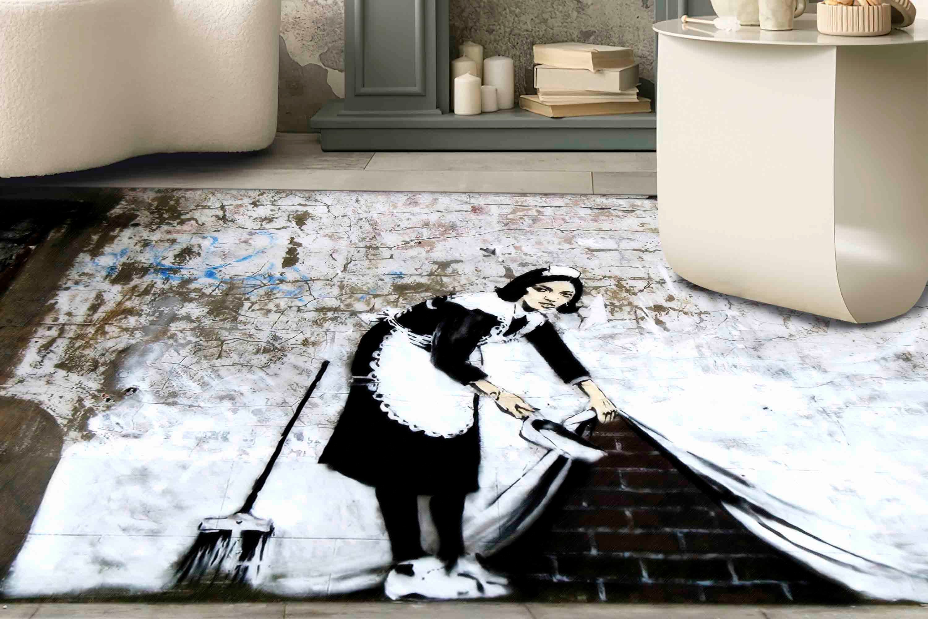 Banksy Maid Graffiti Rug, Woman Graffiti Rug, Banksy Woman Rug, Banksy ...