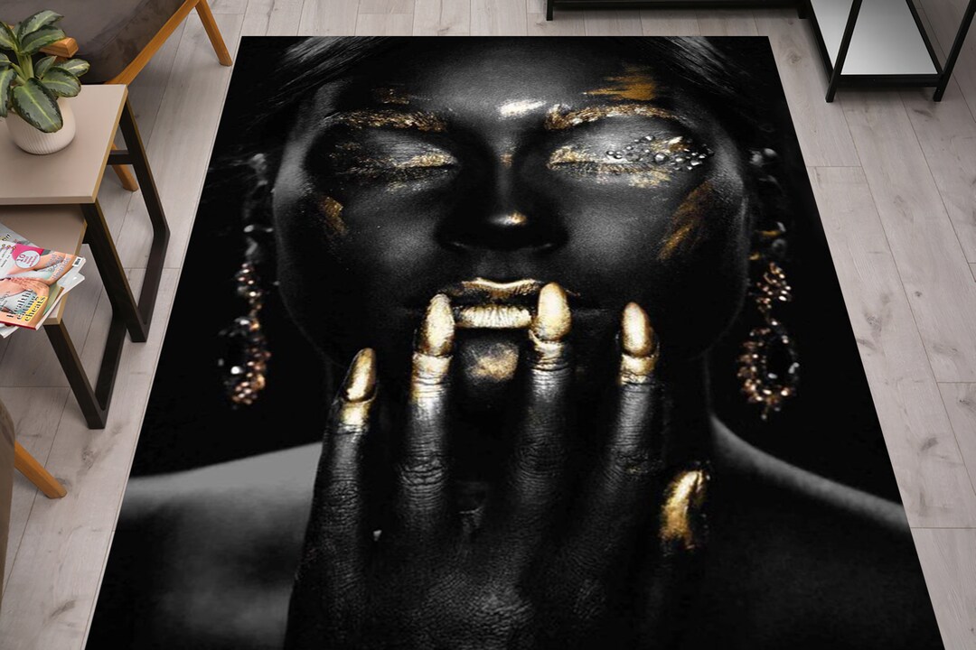 African Woman With Gold Makeup Rugs, African Gold Make up Rugs, African ...