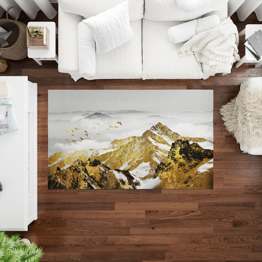 Golden Mountains Rug, Modern Rug, Abstract Mountain Rug, Loft Rug ...
