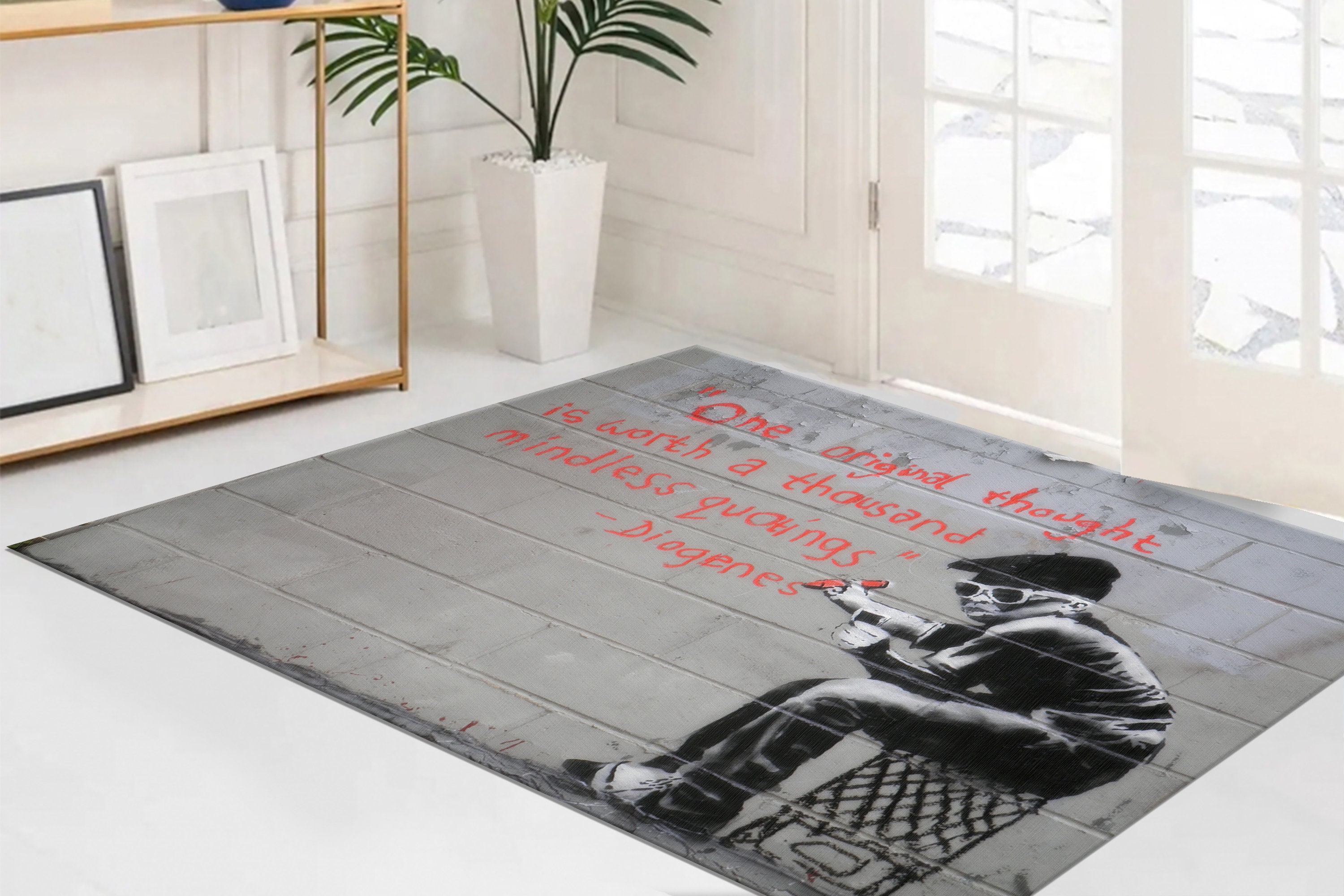 Banksy Original Thought Rug, Original Thought Rug, Graffiti Rug, Banksy ...