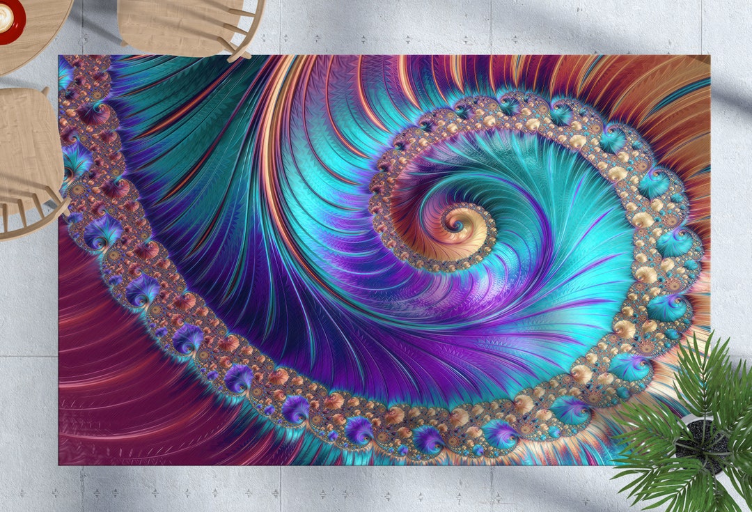 Abstract Fractal Patterns and Shapes Rug, Colorful Shapes Rug, Fractal ...