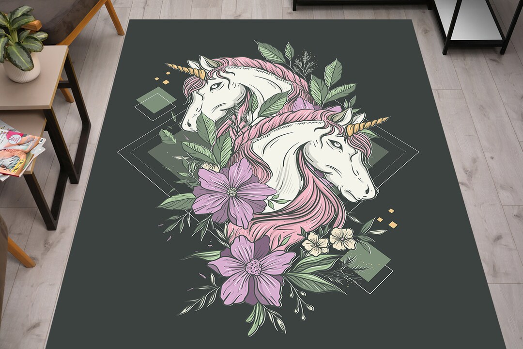 Twin Unicorn Rugs, Unicorn Rugs, Abstract Unicorn Rug, Animal Rugs, 3D ...