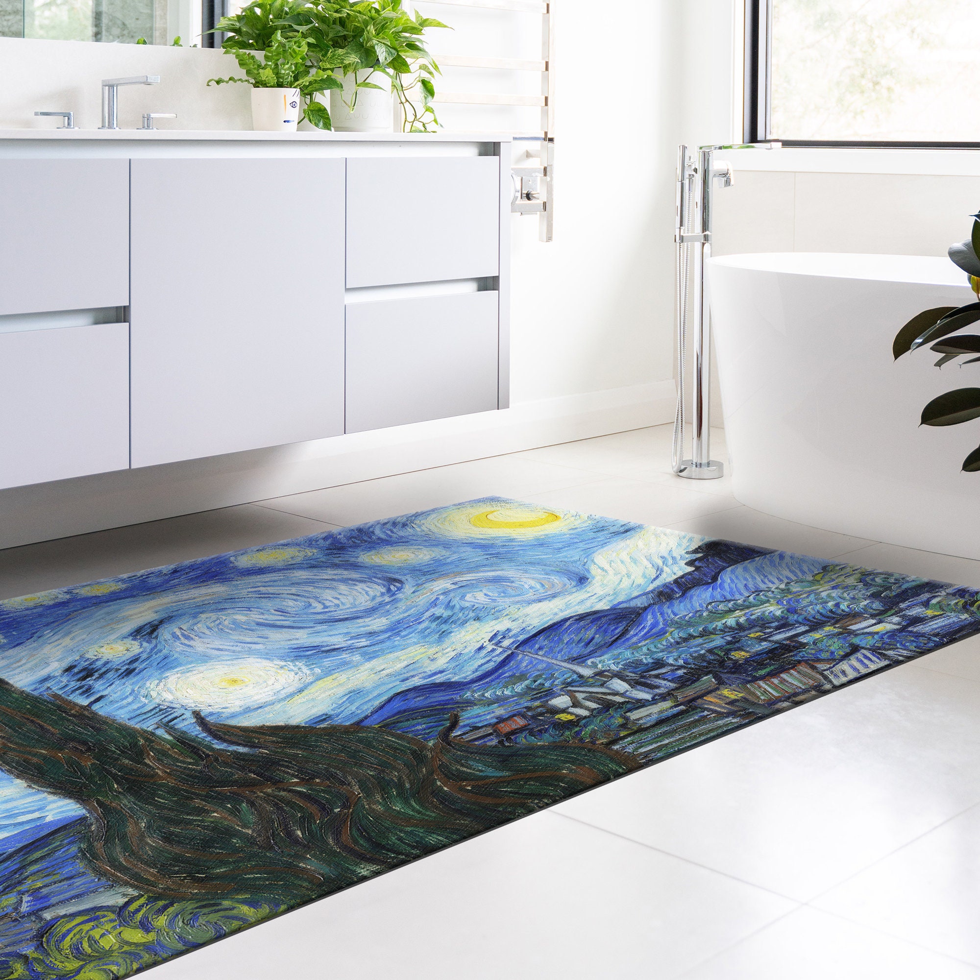 The Starry Night Rug, Oil Rug, Van Gogh Rug, Reproduction Rug, Chenille ...