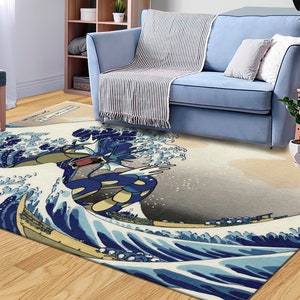The Great Wave Rug, Wave off Kanagawa Rugs, Japanese Rug, Reproduction ...