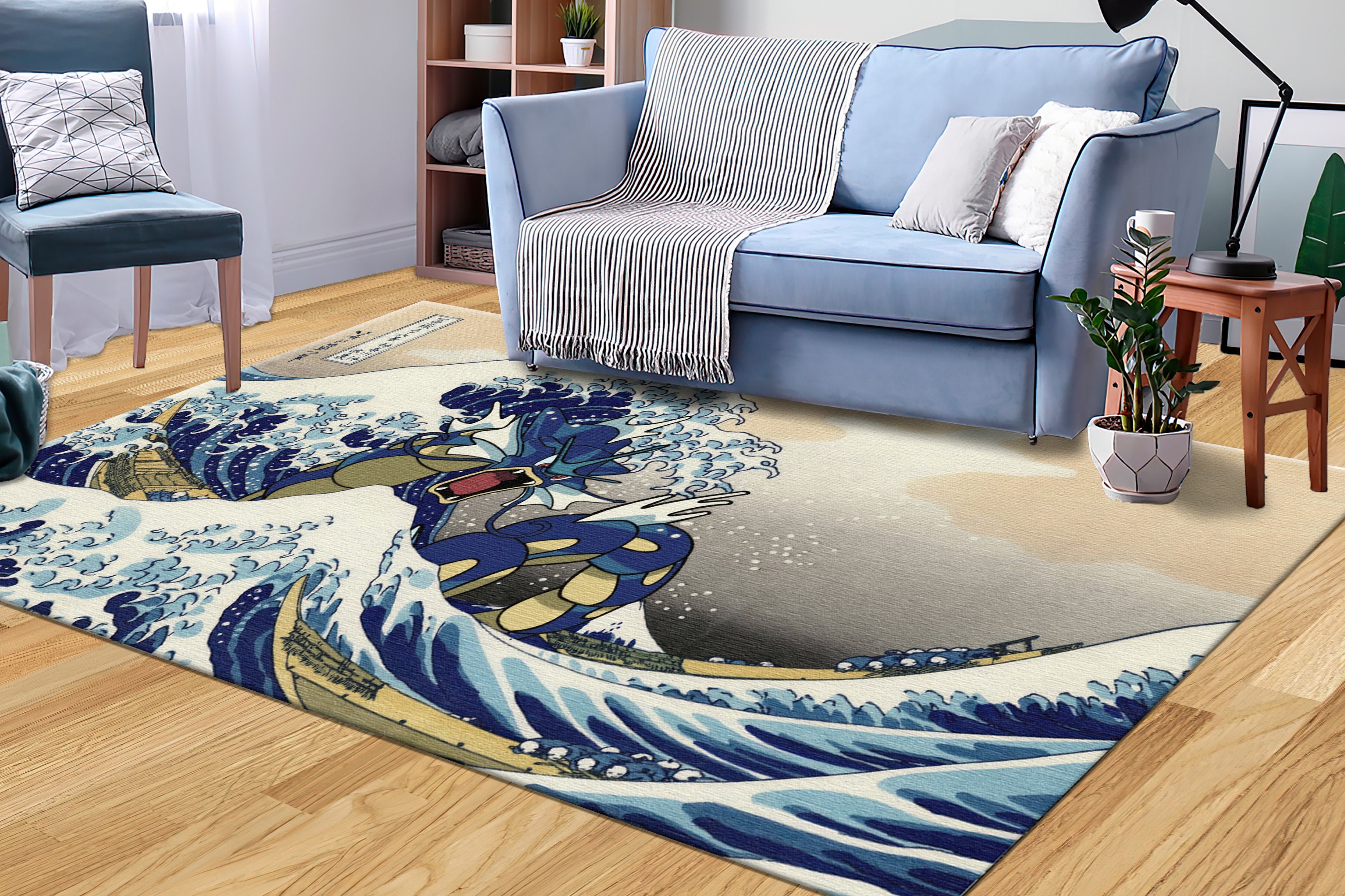 The Great Wave Rug, Wave off Kanagawa Rugs, Japanese Rug, Reproduction ...