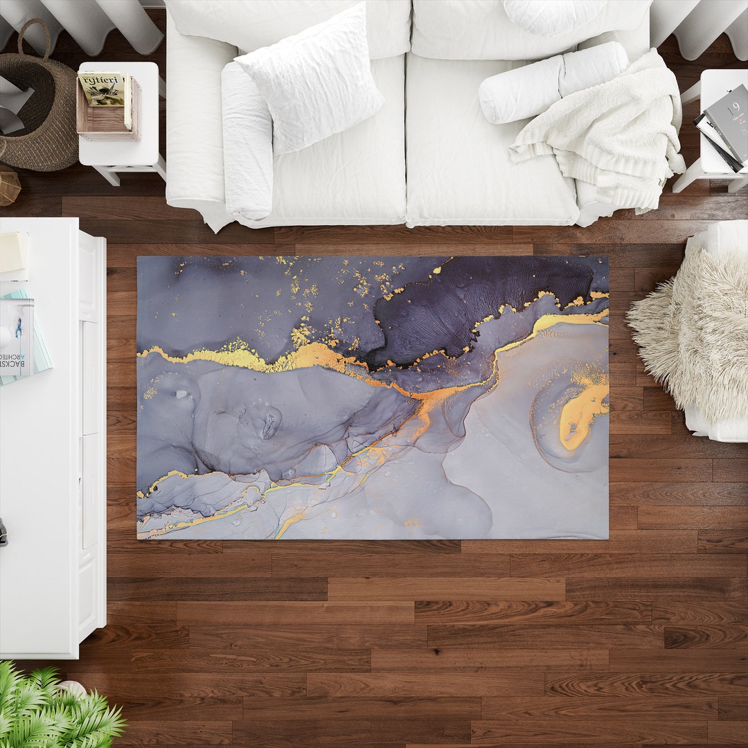 Purple and Gold Marble Rug, Luxury Marble Rug, Purple Marble Rugs ...