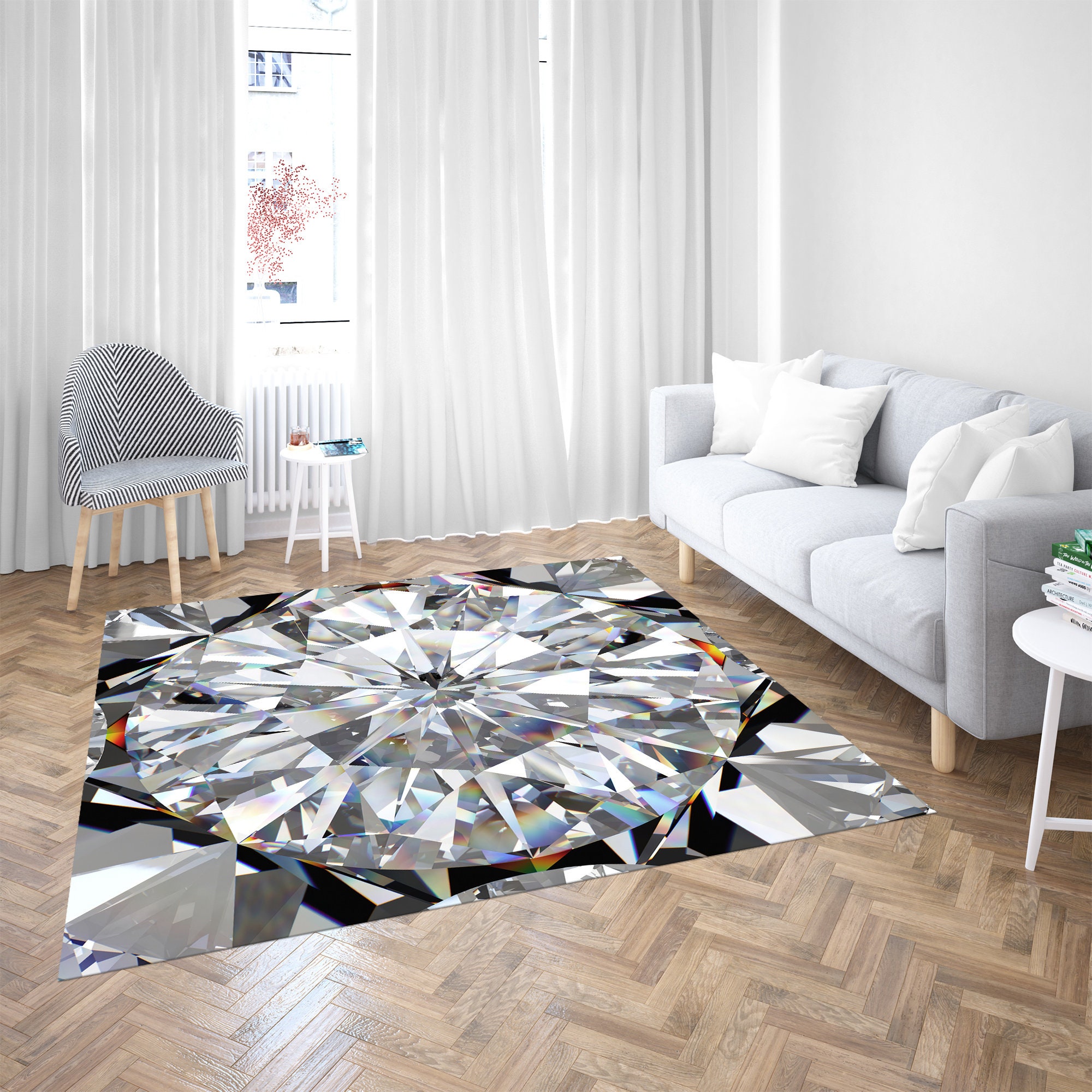 Diamond Rug, Trendy Rug, Diamond Photo Rug, Modern Rug, Salon Decor Rug ...