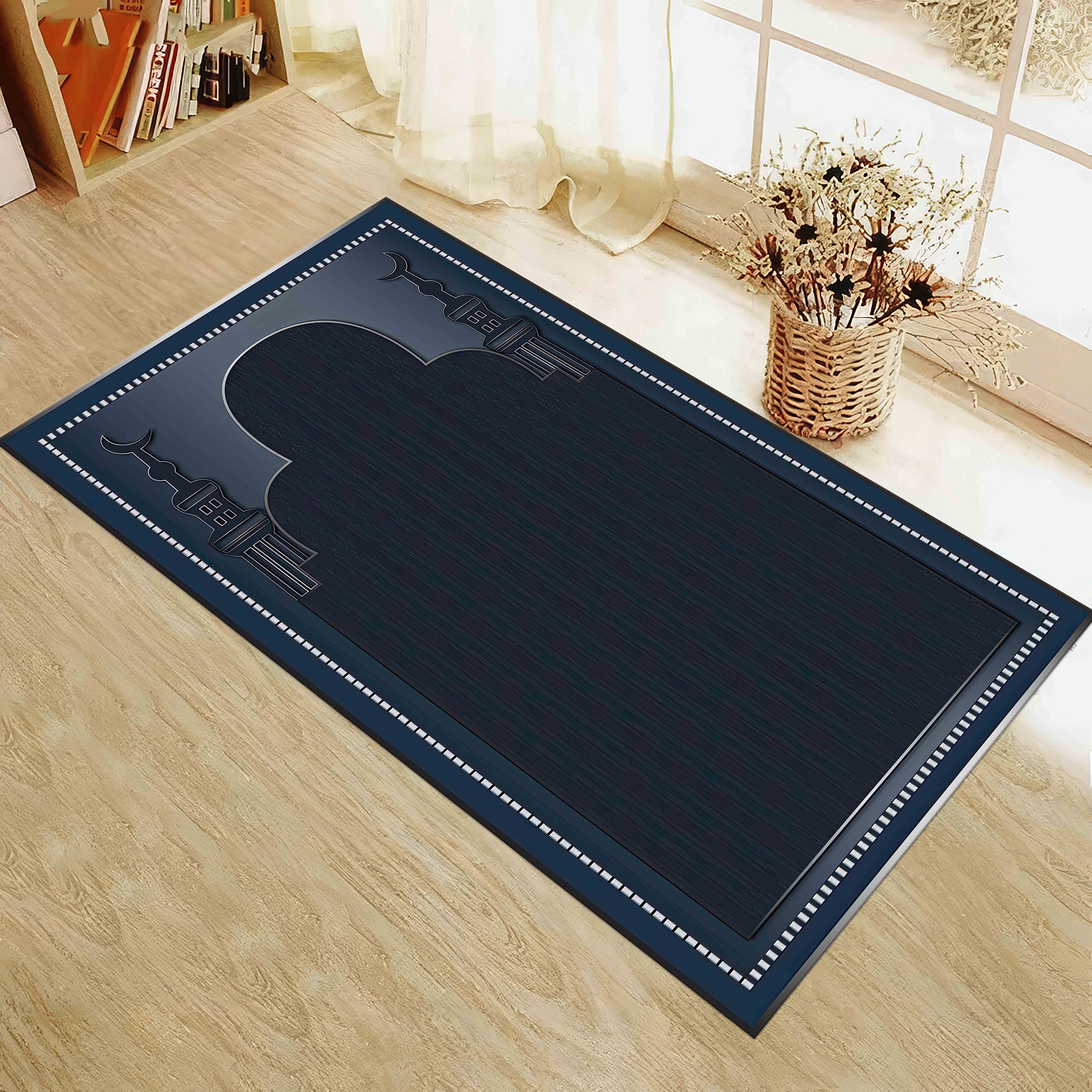 Navy Blue Prayer, Silver Prayer Rugs, Luxury Prayer Rugs, Prayer ...