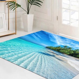 Tropical Ocean Rug, Beach Landscape Rug, Sea Rug, Landscape Rugs ...
