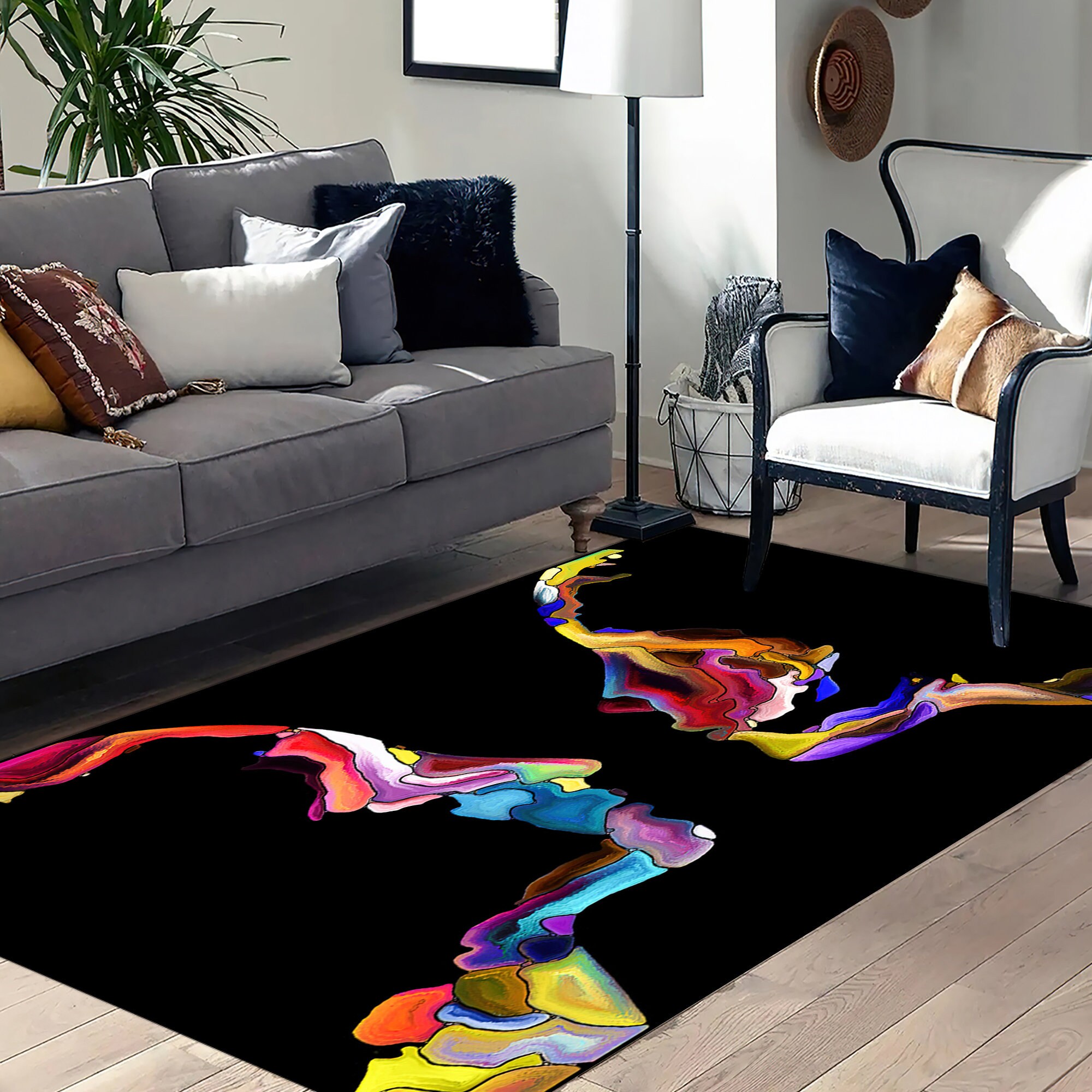 Colorful Abstract Couple Silhouette Rugs Valentines Day Gift - Etsy