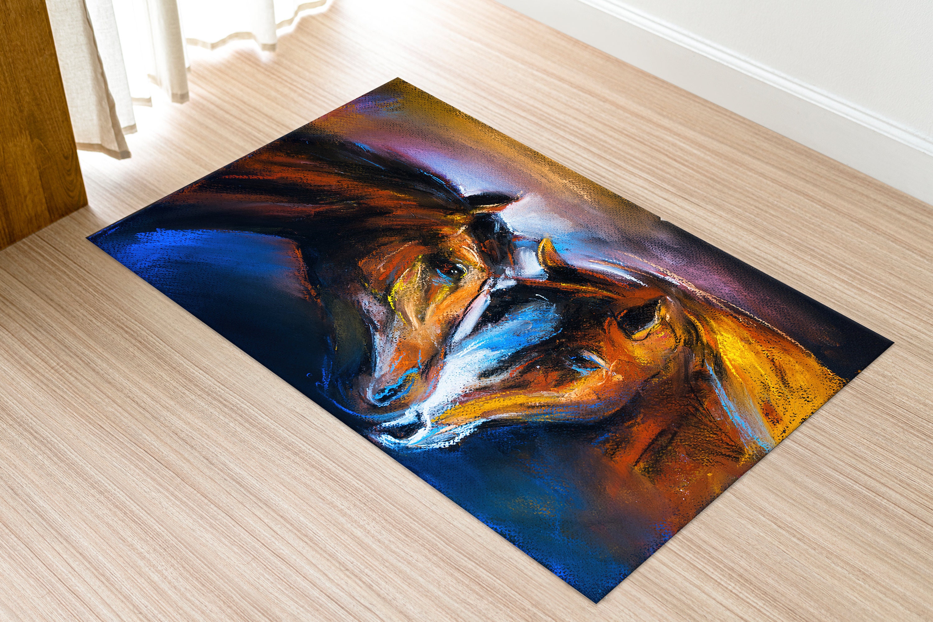 Two Horses Painting Rugs Modern Rug Horse Rugs Animal Rugs - Etsy