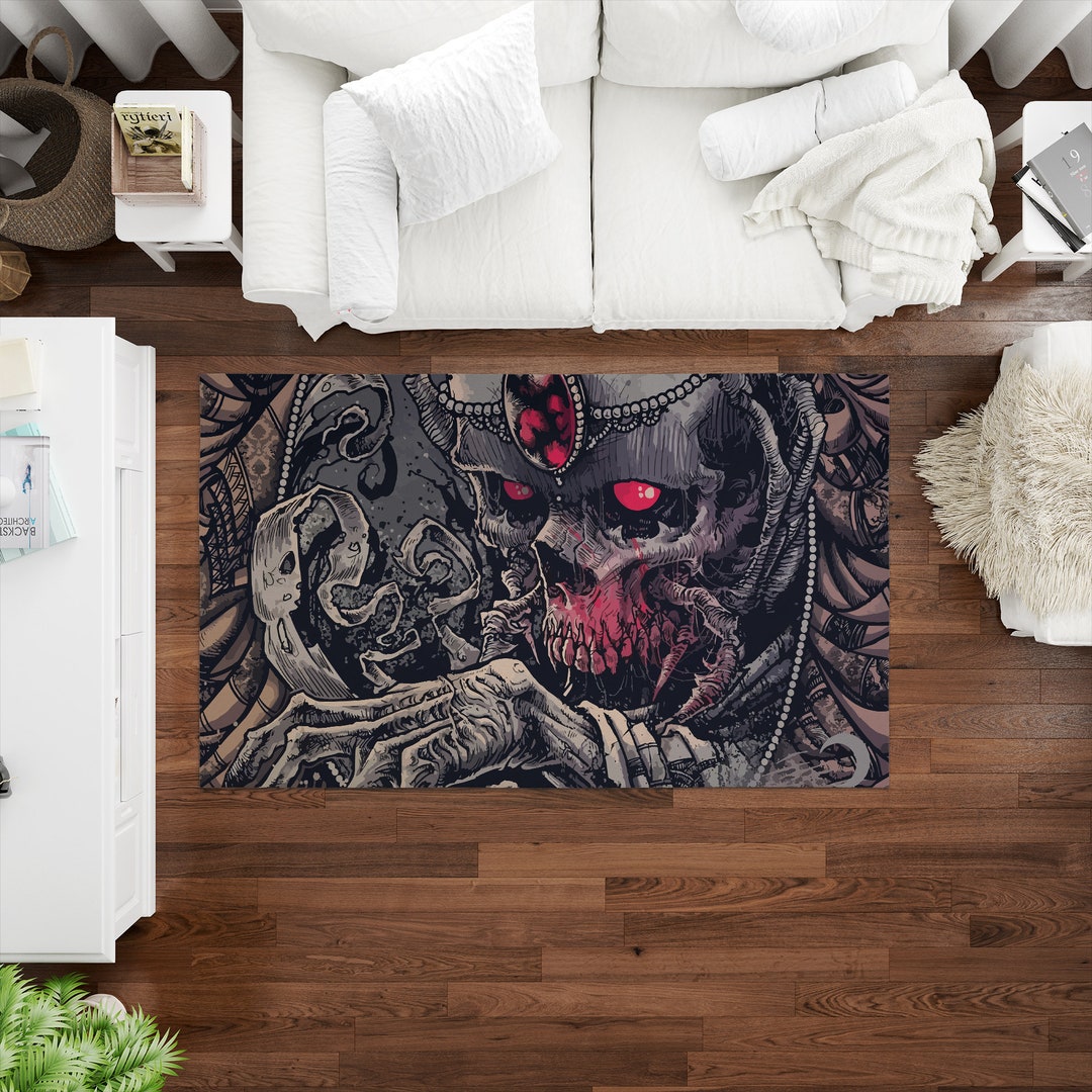 Satanic Rugs, Skull Rug, Horror Rug, Modern Rugs, Bedroom Rug, Front ...