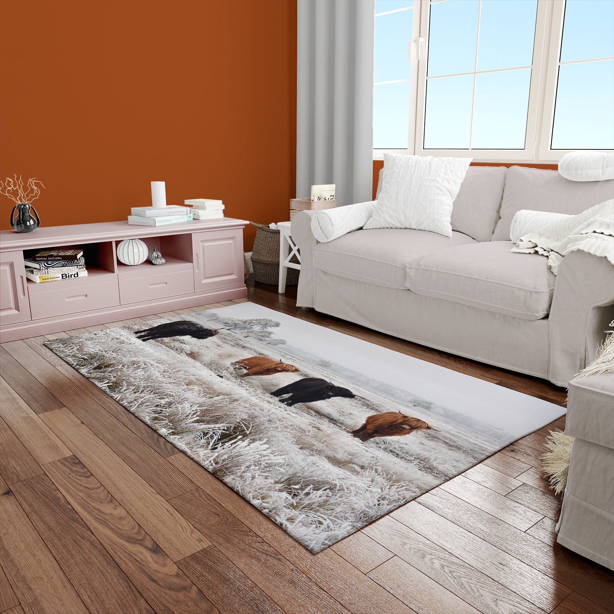 Highland Cow Rug Farm Rug Nature Landscape Rug Animal Rug - Etsy