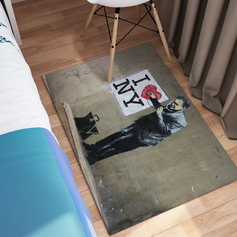 Banksy I Love NY Rug, Banksy Heart Rug, Graffiti Rug, Painting Rug ...