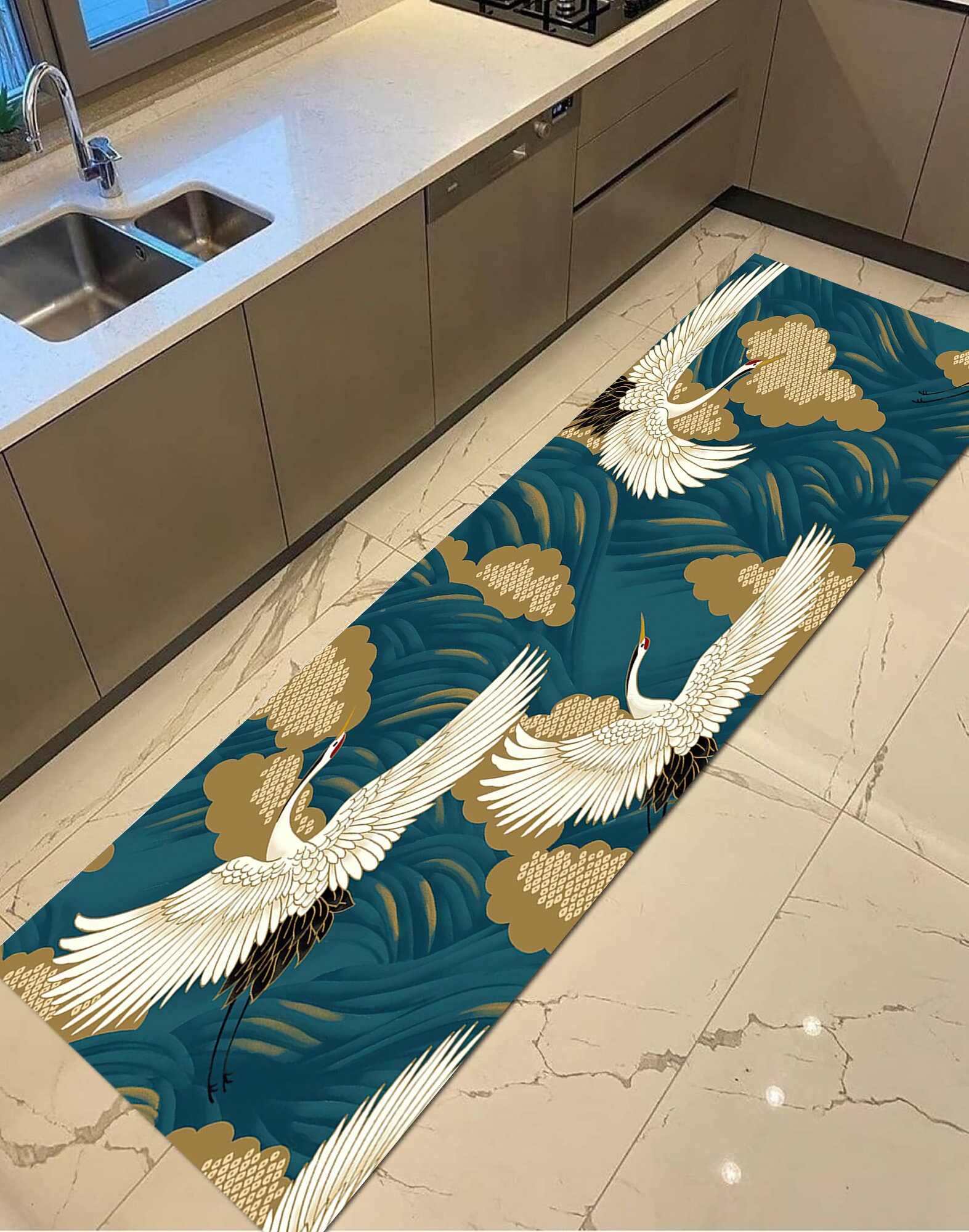 Japanese Art Crane Birds Rugs, Abstract Rugs, Contemporary Rugs, Animal ...