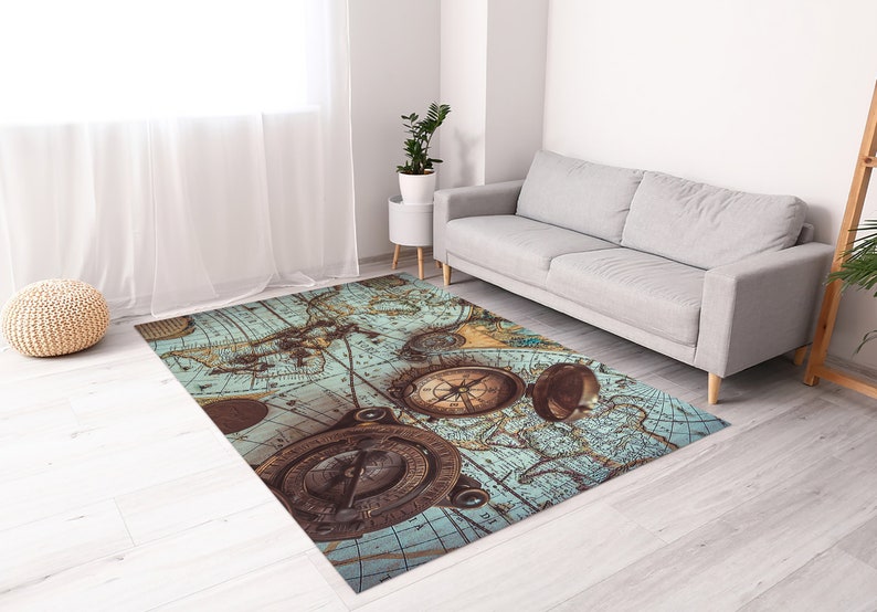 Antique World Map Rugs Compass Rugs Vintage World Map Rugs - Etsy
