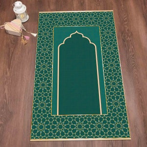 Green Prayer, Gold Prayer Rug, Worship Rug, Prayer Rugs, Muslim Rugs ...
