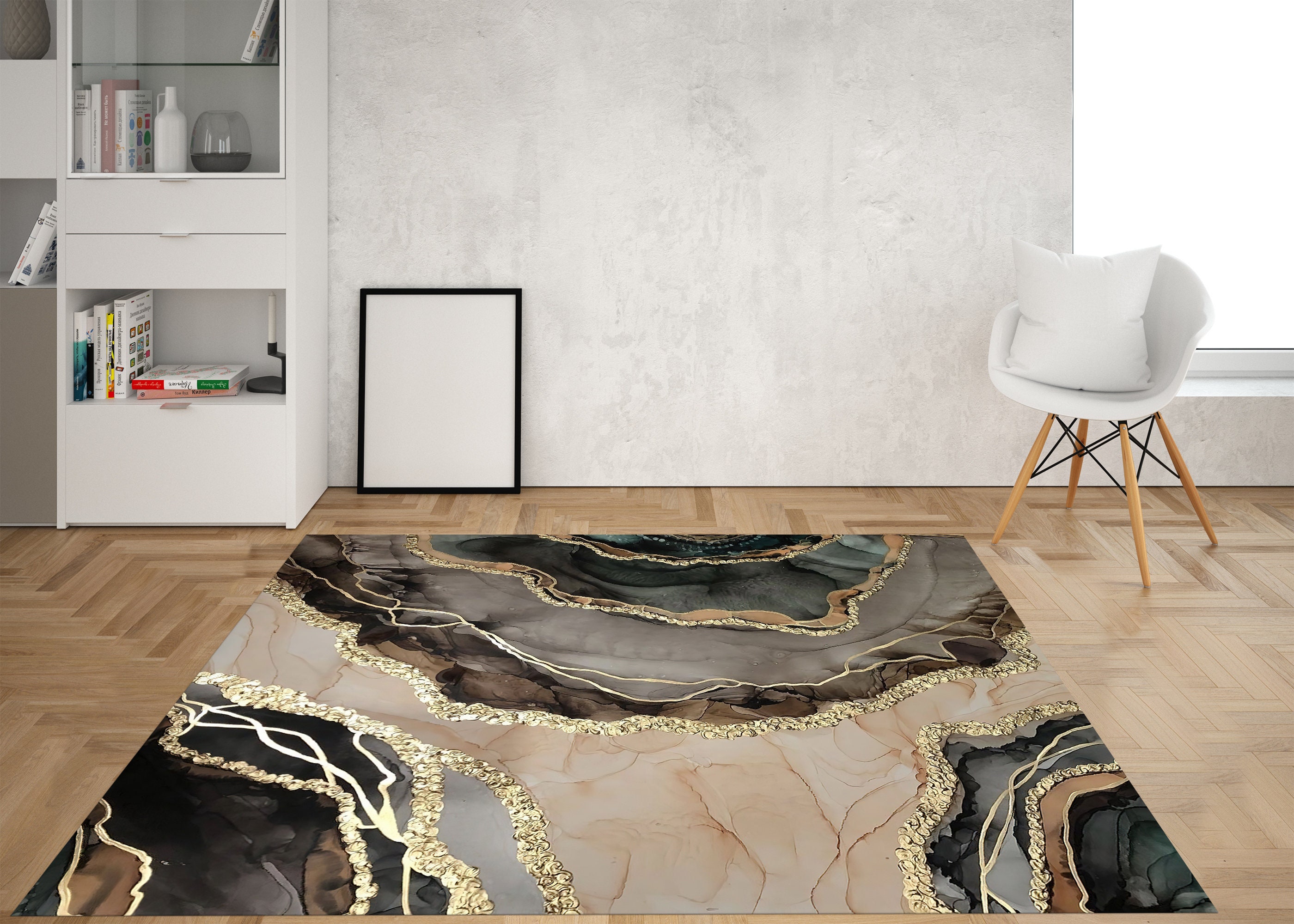 Brown Rug, Gold Marble Rugs, Marble Rugs, Modern Marble Rugs, Marble ...