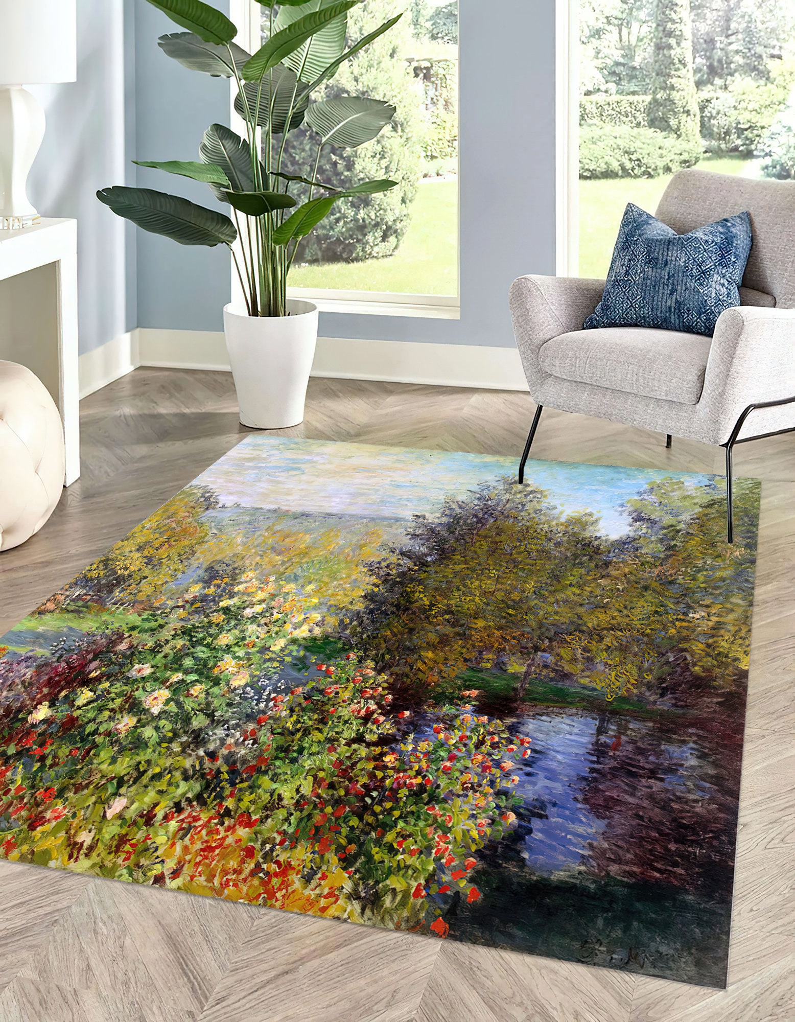 Claude Monet Rug, Corner of the Garden Rug, Montgeron Rug, Abstract ...