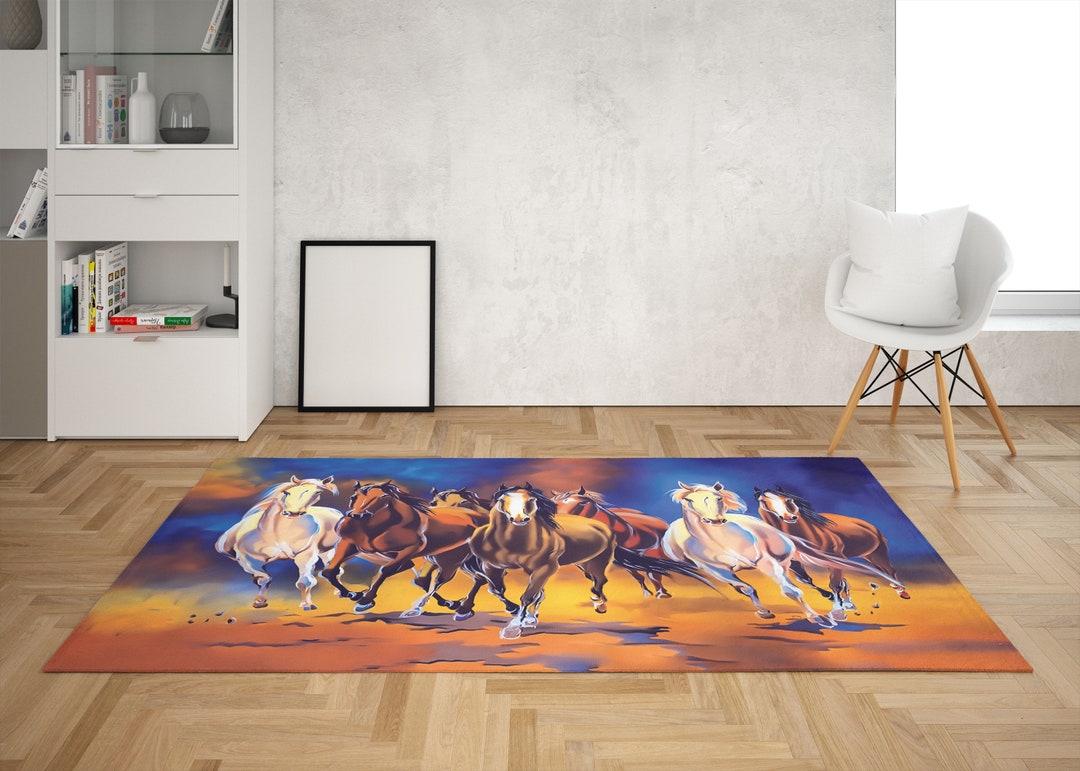 Running Horses Painting Rugs, Ridding Horse Rugs, Horses Rugs, Animal ...