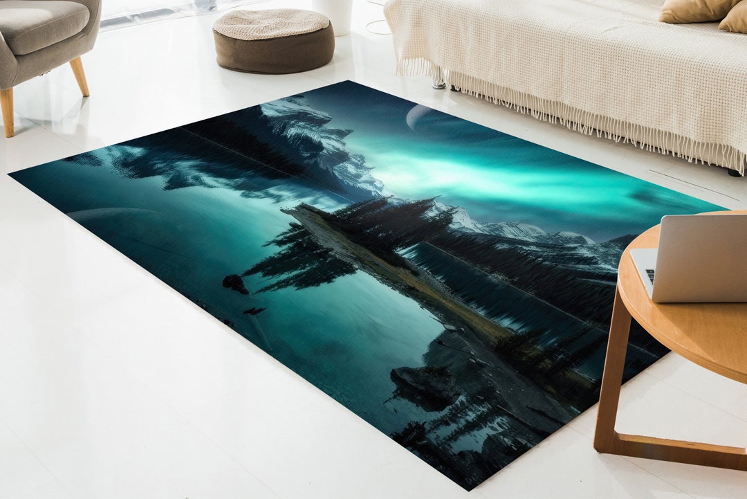 Aurora Rug, Nothern Landscape Rugs, Colorful Sky Rug, Landscape Rugs ...