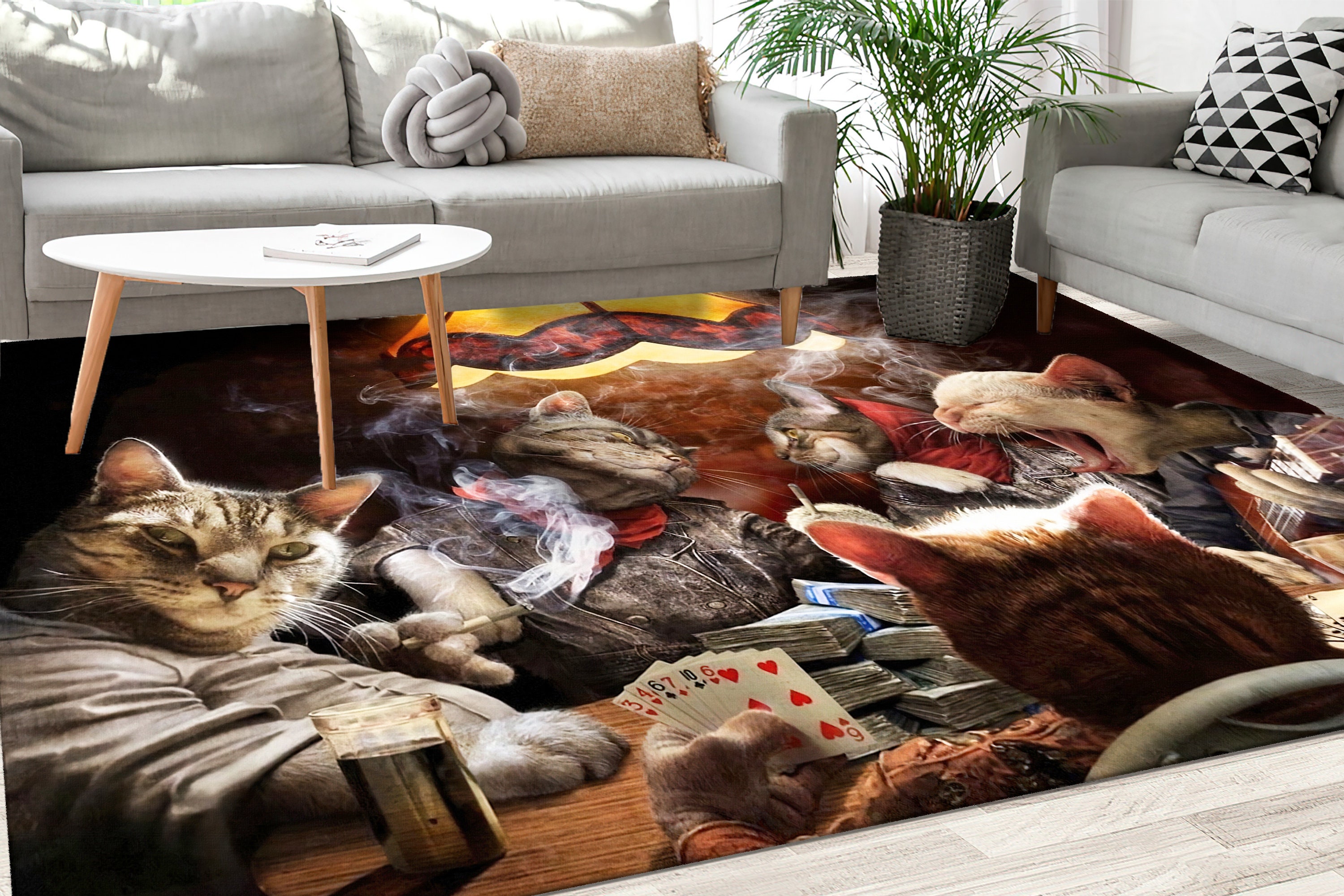 Cats With Playing Cards Rugs Animal Rugs Cats Rugs Modern - Etsy