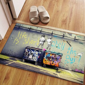 Banksy Peeing Boys Rug, Banksy Life is Short Rug, Banksy Life is Rugs ...