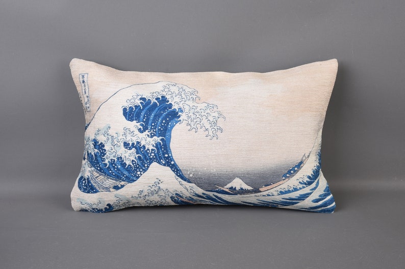The Wave off Kanagawa Pillow, the Great Wave Pillow, Japan Art, Hokusai ...