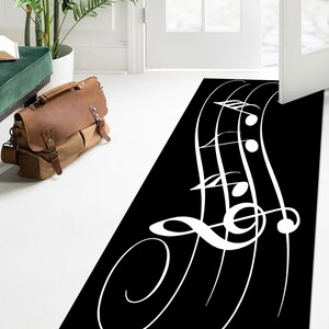 Treble Clef Rugs, Bedroom Rug, Black and White Rug, Music Room Rug ...