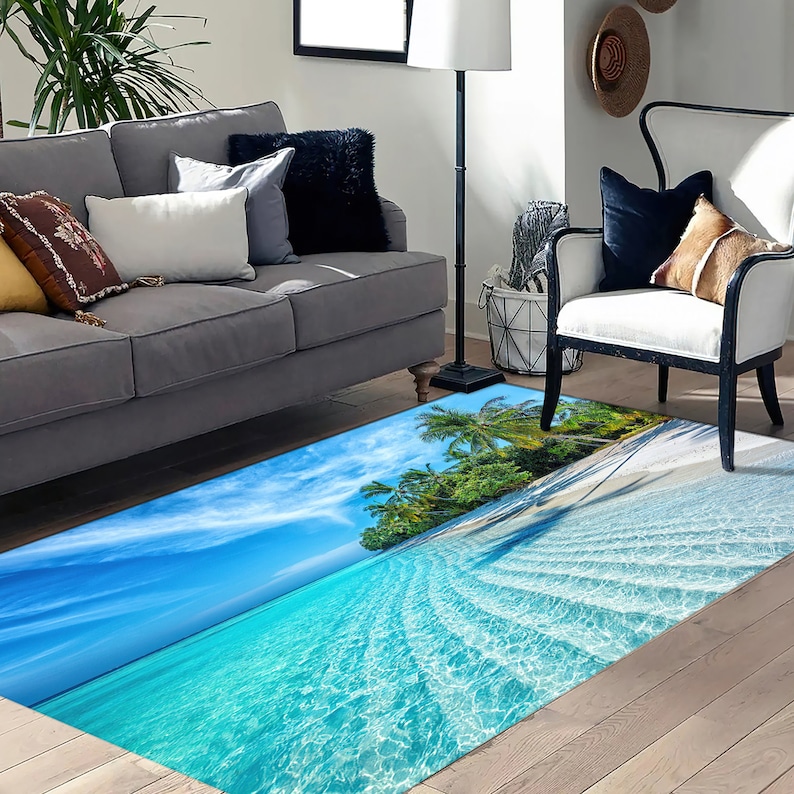 Tropical Ocean Rug, Beach Landscape Rug, Sea Rug, Landscape Rugs ...