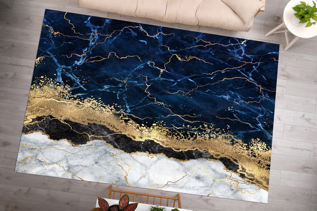 Navy Blue Marble Rug, Navy Blue Rugs, Blue Marble Rugs, Marble Rug ...