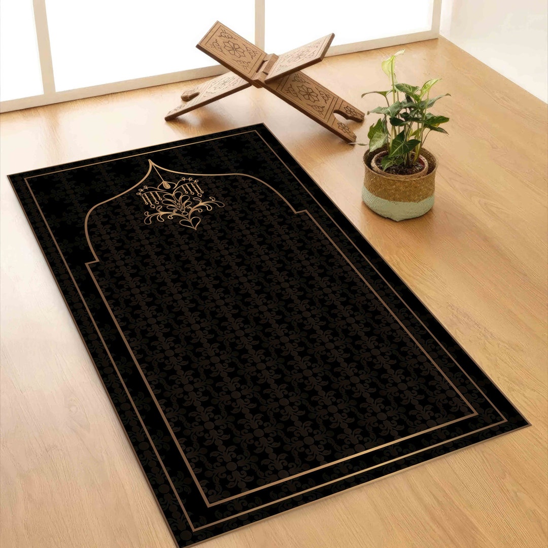 Black Prayer Rug, Modern Prayer Rugs, Prayer Rug, Muslim Home Rug ...